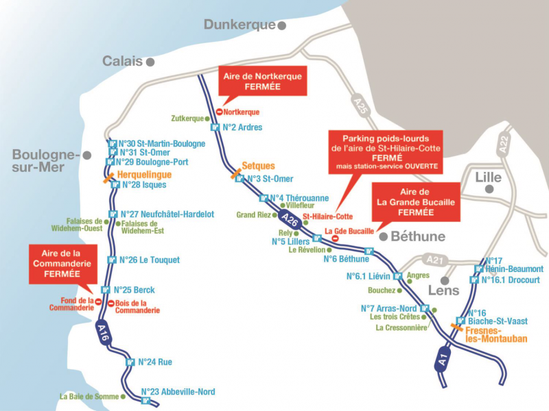 Closing 4 rest areas on the A16 and A26 motorways - Eurotoll